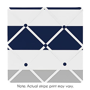 Navy Blue, Gray and White Fabric Memory/Memo Photo Bulletin Board for Stripe Collection