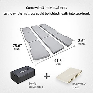 TESCAMP Camping Mattress ONLY for Tesla Model Y CertiPUR Memory Foam Car Mattress, Storage Bag & Sheet Provided, Portable, Foldable, Space Saver, in Car Sleeping, Twin Size