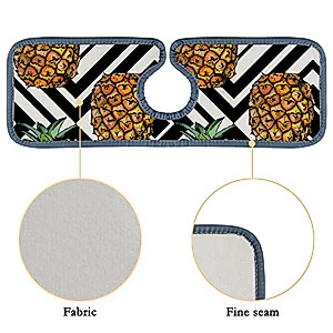 Absorbent Kitchen Faucet Mat 4 Pieces Pineapples Black White Geometric Faucet Sink Splash Guard Bathroom Counter and RV,Faucet Counter Sink Water Stains Preventer