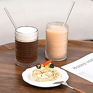 Amyoole 15oz Hobnail Drinking Glasses Set of 6,Clear Vintage Glassware Embossed Water Tumbler,Cocktail Glass Cups for Beer,Whiskey,Juice and Various Mixed Drinks