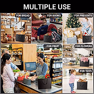 EUSOAR Black Shopping Bags with Handles, 20 Pack 8.6" x3.9" x7" Mini Kraft Paper Gift Wrap Bags with Handles, for Business, Grocery, Boutique, Retail, Wedding, Party Favors, Birthdays