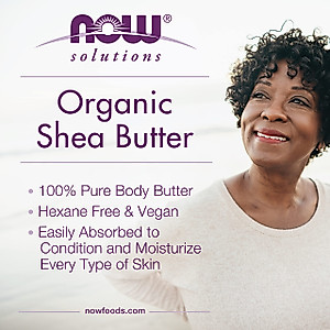 NOW Foods Solutions, Certified Organic Shea Butter, Moisturizer For Rough And Dry Skin, 7-Ounce