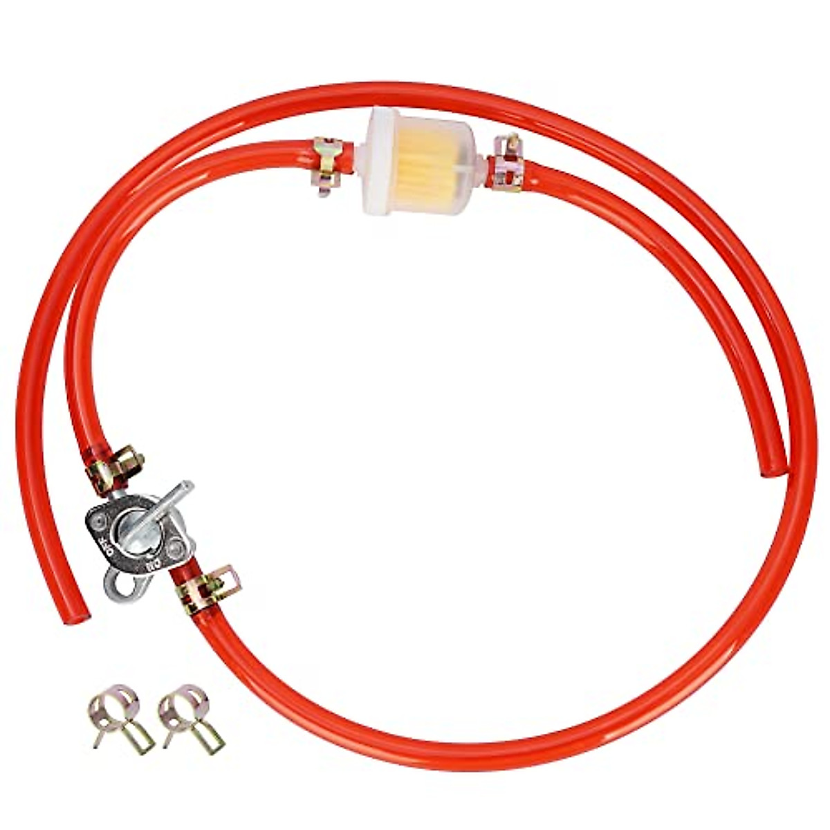MTATCN Inline Fuel Switch Gasoline Filter Tubing Set with 6* Clamps for 50cc 70cc 110cc 125cc 150cc 250cc Baja BA150 ATV 4 Wheeler Gas Scooter Mini Bike Dirt Bike Go Kart Red