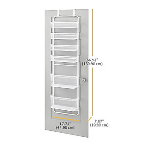 Whitmor Over The Door Organizer - 6 Sections - Pantry, Bathroom, Accessory Organizer - Metal and Mesh - White