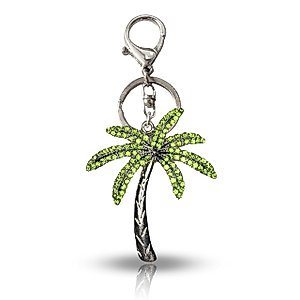 Sonoran Souvenirs Palm Tree Green Rhinestone Bling Bag Charm Tropical Party Favor Gifts Crystal Purse Charm