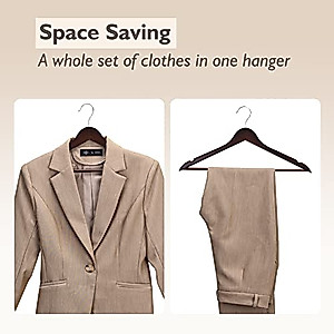 Edergoo Wooden Hangers 20 Pack, Durable and Slim Hangers Wood with Non Slip Pants Bar, Smooth Finish Wooden Suit Hangers, Walnut