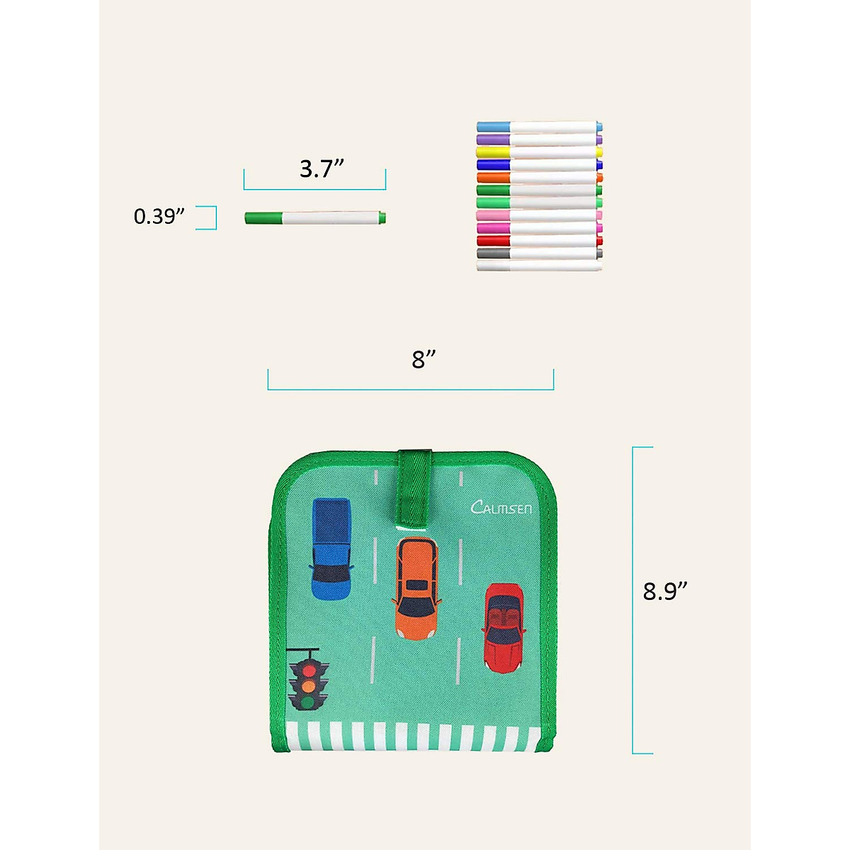 CALMSEN Portable Kids Drawing Pad, Erasable Toddler Art Supplies with 12 Colored Erasable Pens, Kids Art Supplies, Crafts Kits for Kids, Birthday Gift for Girls Boys Ages 3, 4, 5, 6, 7, 8-8.5"x8.3"