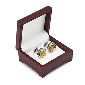 Cuff Links Mens, Cufflinks for Men, 18K Gold Plated Cufflinks with Gift Box for Wedding, Birthday, Anniversary and Father's Day