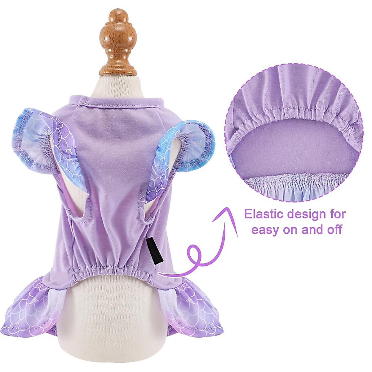 Yikeyo Dog Clothes Girl Dog Dress Small Dogs Puppy Dresses Pet Dress Shirt Female Yorkie Chihuahua Cat Apparel Birthday Party Costume Mermaid Princess Outfit(Purple，M)