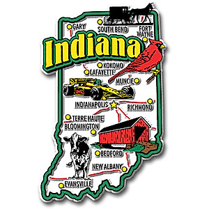 Indiana Jumbo State Magnet by Classic Magnets, 2.5" x 4", Collectible Souvenirs Made in The USA