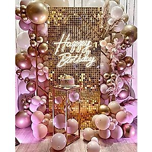 Kate Square Gold Shimmer Wall Sequin Panel Backdrop Birthday Wedding Background Decoration Wall(Pack of 12)