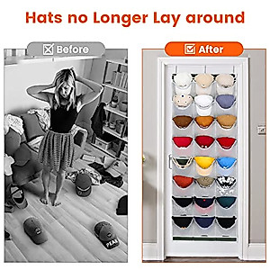 Hat Racks for Baseball Caps, 24 Pockets Hat Organizer for Cap Collection, Hat Holder with Deeper Breathable Mesh Slots & Velcro Preserve Hats' Brims 1