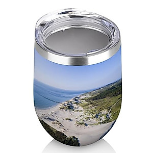silichee 12 Oz Stainless Steel Tumbler Cups Water Bottle with Lid Aerial Photo Natural Beach in the Netherlands by Zeeland Drone Tumblers Vacuumcoffee Mugs for Hot and Cold Drinks,Wine,Coffee