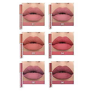 BestLand 6Pcs Matte Liquid Lipstick Makeup Set, Matte liquid Long-Lasting Wear Non-Stick Cup Not Fade Waterproof Lip Gloss (Set B)