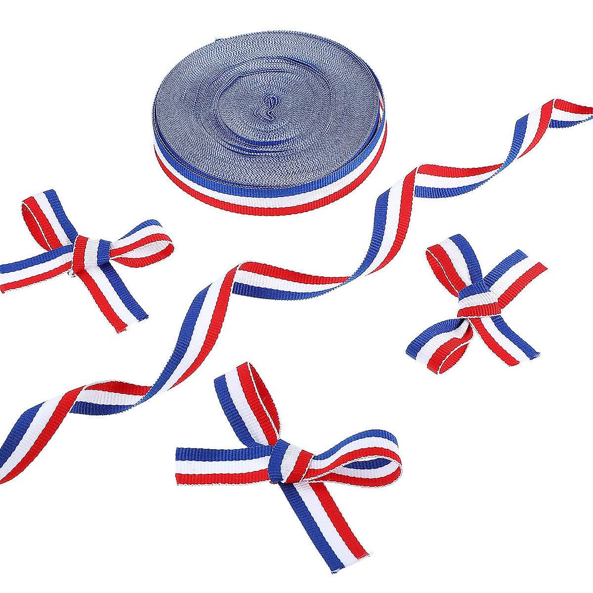 100 Pcs Patriotic Cellophane Treat Bags 4th of July Candy Goodie Bags Memorial Day Independence Day Red White Blue Star Loot Bags with 22 Yards Ribbon 4th of July Party Favor Decor, 6 x 9 Inch