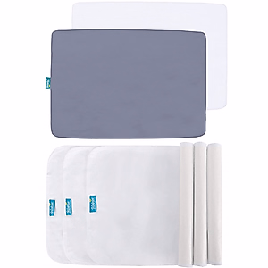 Waterproof Changing Diaper Liners 100% Cotton Surface & Pack N Play Fitted Sheets