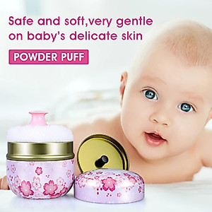 Molain Powder Case with Powder Puff for Body Baby After-Bath Powder Puff Kit Body Powder Puff and Container Dusting Powder Box for Baby&Women (Pink)