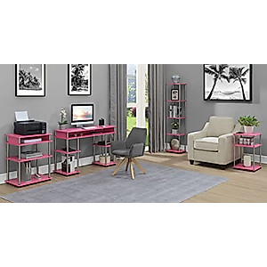 Convenience Concepts Designs2Go Tools Shelves 23.75"-Contemporary Modern Storage Printer Stand for Office Organization, Pink/Chrome