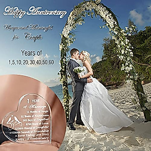 IFOLAINA 1 Year of Marriage Gift 1st Wedding Anniversary Crystal Heart Gift for Her Keepsake Decoration Gifts for Couple Him Her Husband Wife - 1 Year