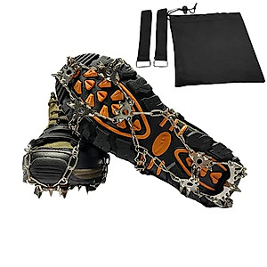 Crampons Ice Cleats Traction Snow Grips for Shoes and Boots Anti Slip Stainless Steel 28 Spikes Ice Crampons for Men Women Kids - Microspikes for Hiking, Walking, Climbing, Jogging, Ice Fishing Snow