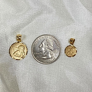 Ioka - 14K Gold Guardian Angel Pendant Religious Little Cherub Charm for Necklace or Chain (Small)