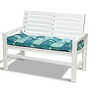 Duck Covers Water-Resistant Indoor/Outdoor Bench Cushion, 42 x 18 x 5 Inch, Blue Lagoon Geo, Patio Bench Cushion