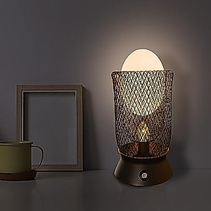 38°GARDEN LED Flame Table Lamp Battery Operated Rechargeable Ambience Lantern Metal Cage with Flickers Warm Light Touch Dimmable Bedside Lamp Cordless Nightlight Decor for Patio Porch Home Gift