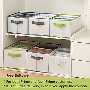 Wardrobe Clothes Organizer for Folded Clothes Jeans with 9 Small Grids (1.57'' W), 2 Pack Garderobe Clothing Organizer with Support Panels, Stackable Closet Storage Organizer Foldable with Handles