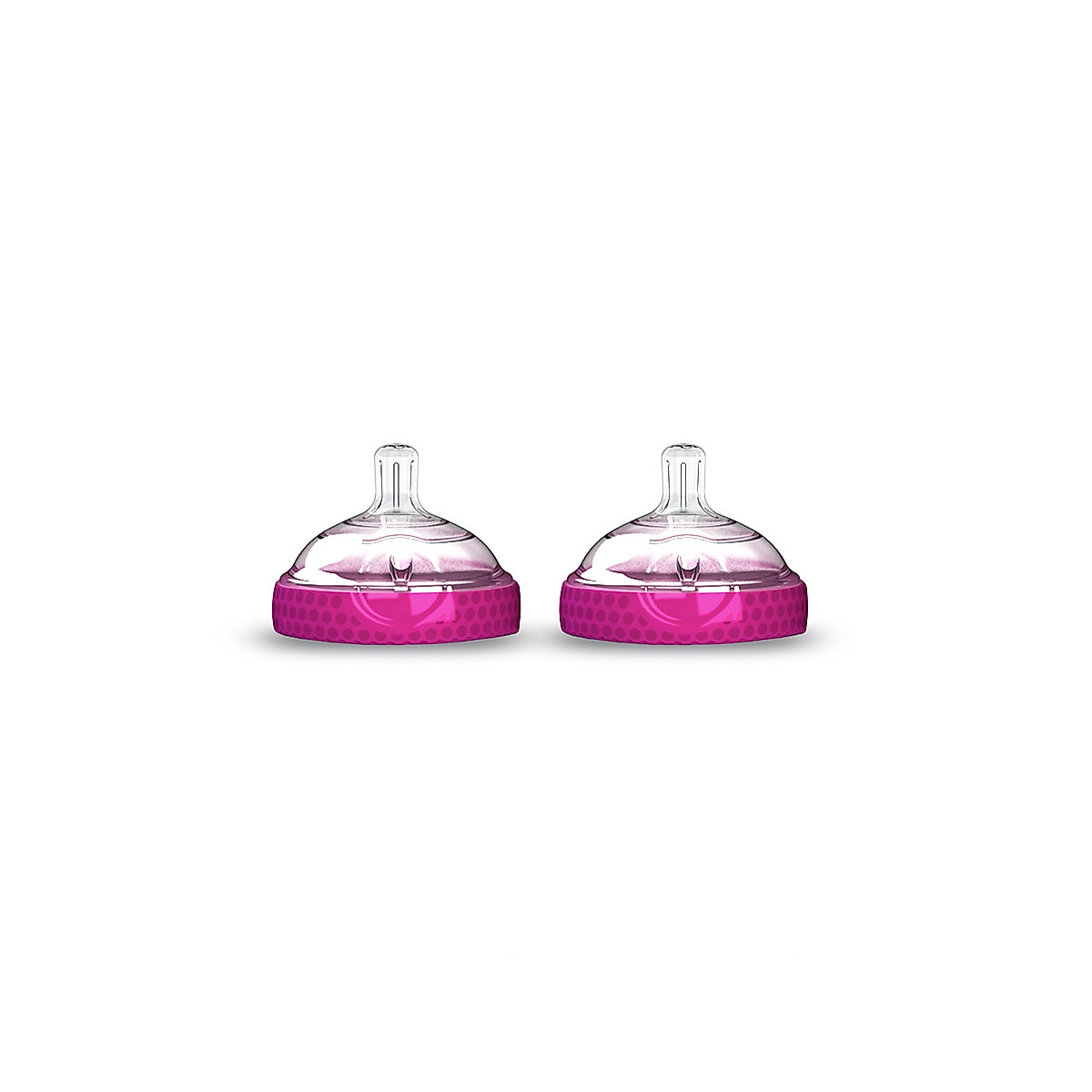 Baby Brezza Baby Bottle Replacement Parts - 2 Pack of BPA Free Replacement Tops - Medium Flow Nipple - Pink