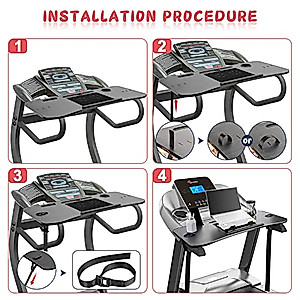 Natheeph Treadmill Desk Attachment Treadmill Laptop Holder Height Multi-Stage Adjustable Treadmill Desk for Notebooks, Tablets, Laptops, and More, with Non-Slip Pads and Nylon Strap (Adjustable Grey)