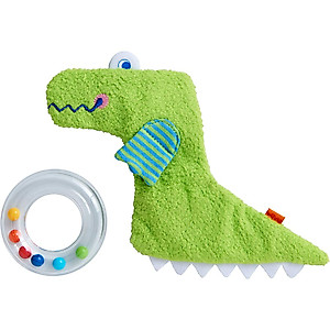 HABA Crocodile Fabric Clutching Toy with Removable Plastic Teething Ring