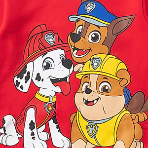 Paw Patrol Nickelodeon Marshall, Chase and Rubble Boys’ Sweatshirt and Jogger Set for Toddler and Little Kids – Navy/Red