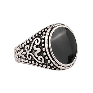 YAZILIND Simple Black Gemstone Ring Exquisite Jewelry Unisex Statement Rings Birthday Jewelry Black-2(Size 8)