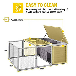Aivituvin Rabbit Hutch Outdoor Large, Bunny Cage Indoor for 2 Rabbits, Poultry Playpen Duck Cage Playpen for Small Animals with Easy to Clean PVC Layer