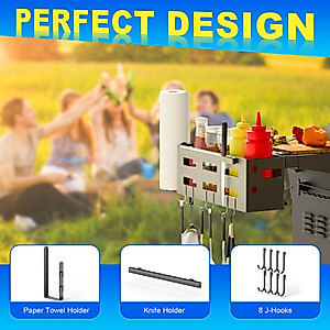 Hostaque Griddle Caddy for Blackstone 28'/36' Griddles, Space Saving BBQ Grill Accessories Storage Box, Outdoor Grill Tool Organizer with Tool Holder & Paper Towel Holder, Stainless Steel