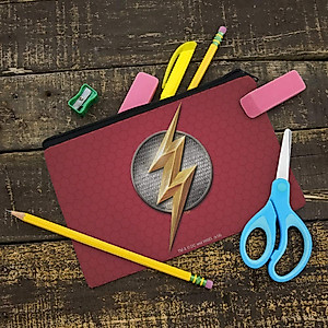 Justice League Movie Flash Logo Pencil Pen Organizer Zipper Pouch Case