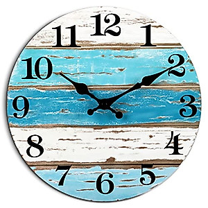 CHYLIN Nautical 14 Inch Wall Clock, Blue Ocean Theme, Silent Sweep Movement, Easy to Read, Good Gift