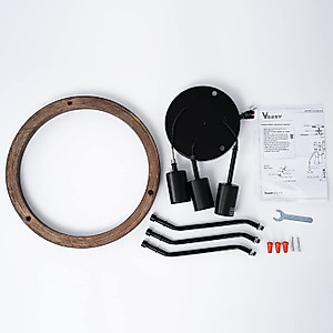 VILUXY Industrial Flush Mount Ceiling Light Fixture with Retro Wood Circle Shade for Hallway, Entryway, Bedroom, Balcony Passway 3-Light