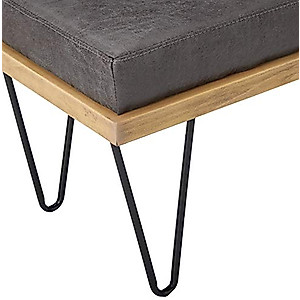 Christopher Knight Home Elisha Industrial Modern Microfiber Bench, Slate / Matte Black