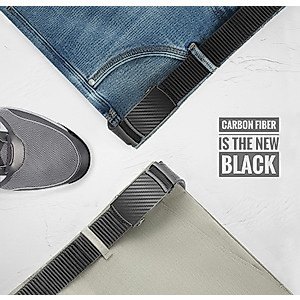 CHAOREN Black Ratchet Belts for Men - Casual Web Nylon Mens Belt 1 3/8" - Adjustable and Durable for Jeans