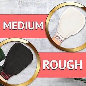 Kelebek Premium Natural Exfoliating Gloves, Turkish Hammam Kese, Original Exfoliating Mitt, Body Scrub for Men and Women (Body & Face (Medium) White)