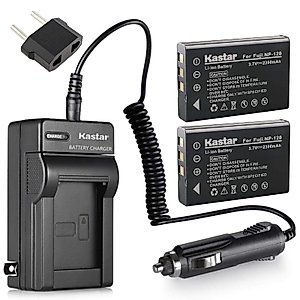 Kastar 2X Battery + Charger for Fujifilm NP-120 Pentax D-LI7 Ricoh DB-43 & FinePix 603 FinePix F10 F11 M603, KYOCERA Contax Tvs, Caplio 300G 400G G3 R330 RR10 RX, Contax BP-1500, Besteker DV-108