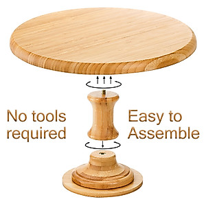 Yesland Wood Cake Turntable 13 Inch Cake Stand Rotating, Rustic Tabletop Round Cupcake Pedestal Stand Farmhouse Bamboo Cakes Holder Tray for Wedding, Birthday, Parties, Restaurants