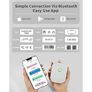 JADENS Label Maker Machine with Tape, Mini Bluetooth Label Printer, Thermal Labeler, Multiple Templates Available for Smartphone, Easy to Use for Office Home Organization USB Rechargeable