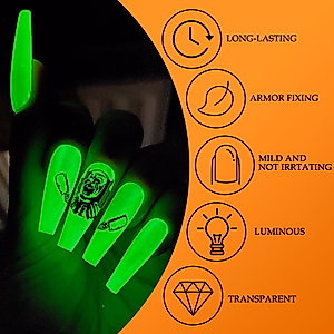 KYDA 2 Bottles Luminous Nail Gel Top Coat Set, Glow in the Dark Nail Gel Top Coat, Soak-off Nail Polish Top UV LED Gel Nail Gel, Universal Nail Seal Top Coat