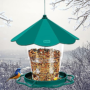 Hanizi Wild Bird Feeders for Outside, Hanging Bird Feeder Squirrel Proof, Outdoor Birds Feeders Wild Bird Seed, Garden Yard Decoration (Green)