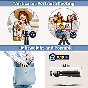 Eicaus Portable and Flexible Phone Tripod Stand for Cellphones, Compact Mini Tripod with Remote for Video Recording, Vlogging and Travel Photography(Black)