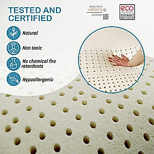Latex Mattress Topper - Natural Latex with 5 Zones - No Cover (Full / 3 inch/Soft)