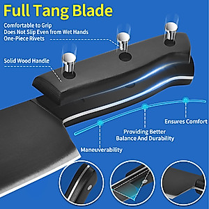 XYJ Portable Chef Knife Set Professional,Japanese Chef Knives With Sheath,Sharpener Rod,Cleaver Boning Knife For Vegetable Meat Cutting Camping Kitchen Knives,Full Tang,Gifts for Mom Dad