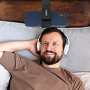 BEYOND CELL Travel Essentials for Flying, Universal Seat Back Tray Table Hands Free Phone Clip Holder, Travel Must Haves Adjustable Pocket Size Compatible with iPhone and Android